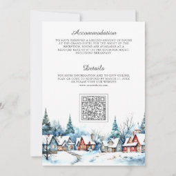 Festive Christmas Winter Village QR Code Wedding Invitation | Zazzle