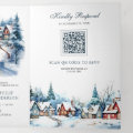 Festive Christmas Winter Village QR Code Wedding Tri-Fold Invitation ...