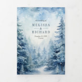 Festive Christmas Winter Village QR Code Wedding Tri-Fold Invitation ...