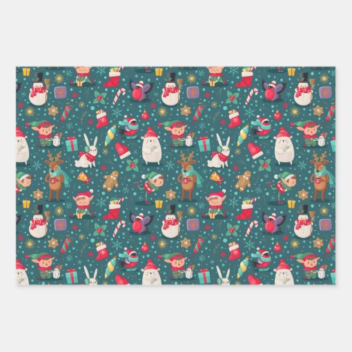 Festive Christmas Wrapping Paper Set of 3 | Zazzle