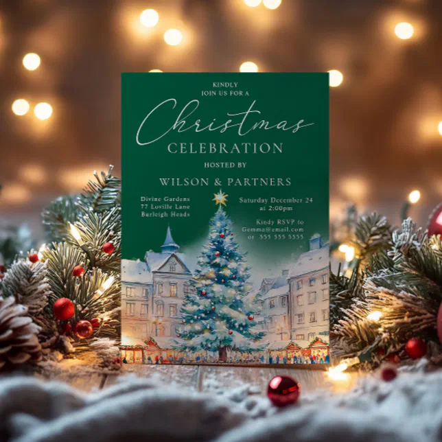 Festive City Corporate Christmas Party Invitation | Zazzle