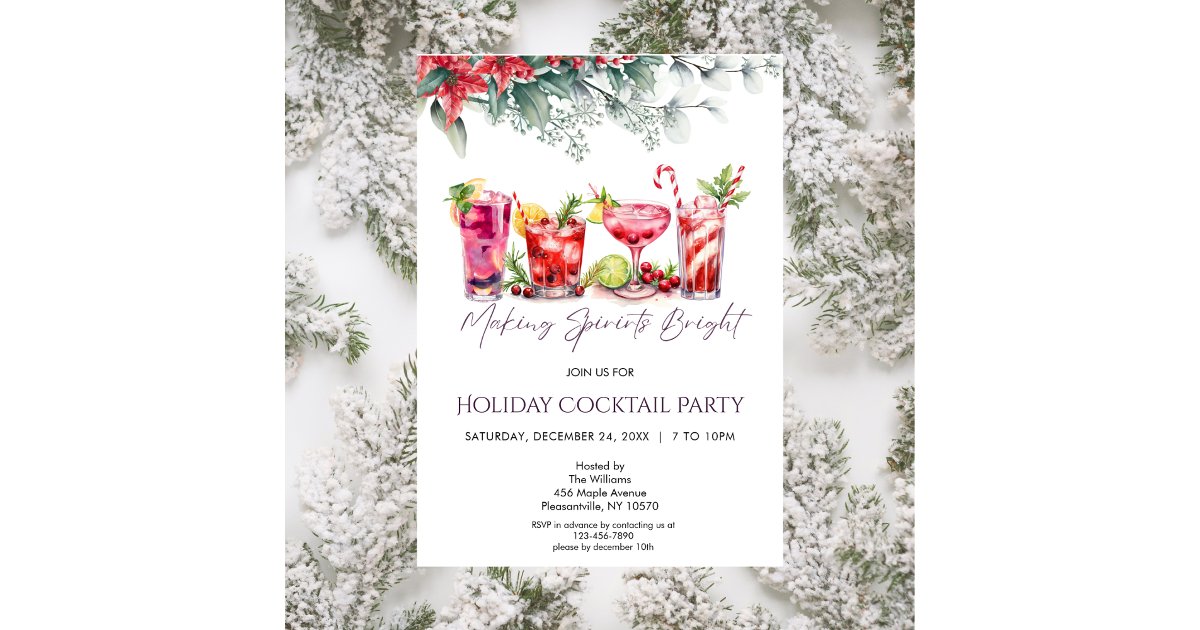 Festive Cocktail Party | Making Spirits Bright Invitation | Zazzle