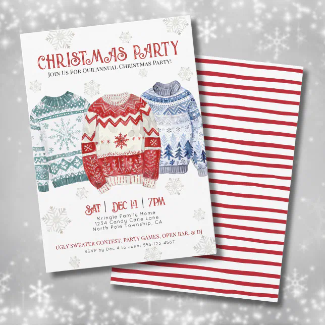 Festive Colorful Annual Christmas Party Invitation | Zazzle