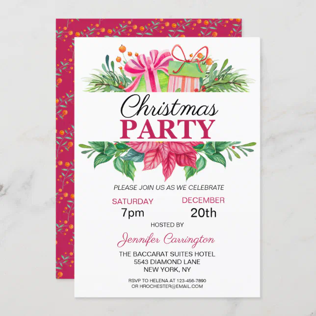 Festive Colorful Christmas Party Invitation | Zazzle