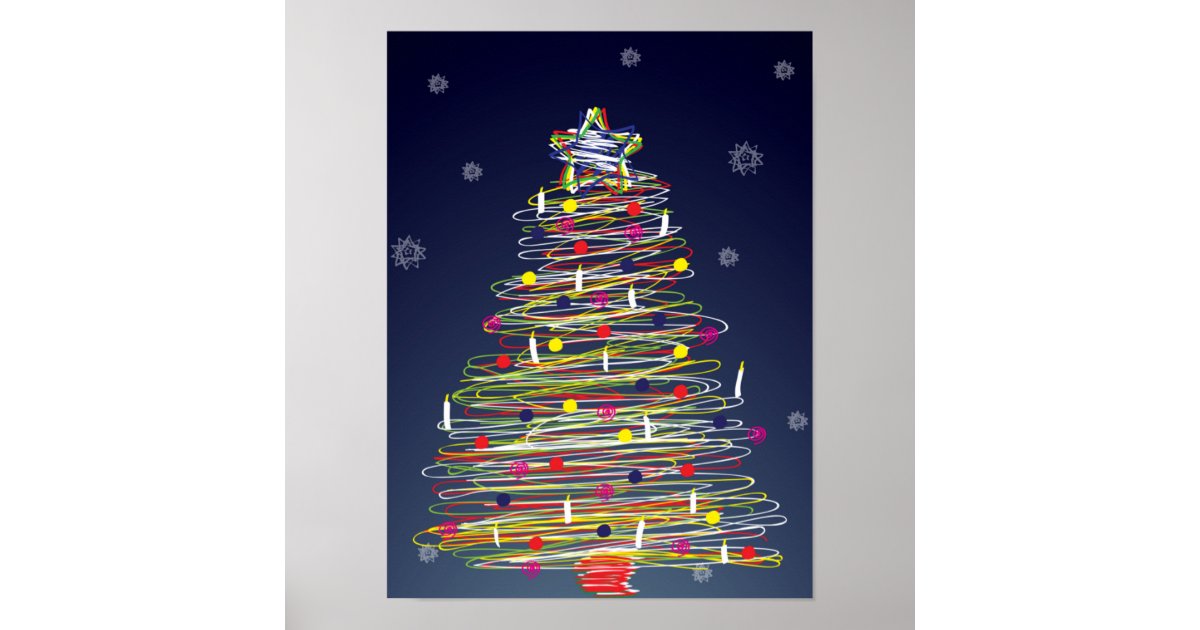 Festive Colorful Christmas Tree (Customize It!) Poster | Zazzle