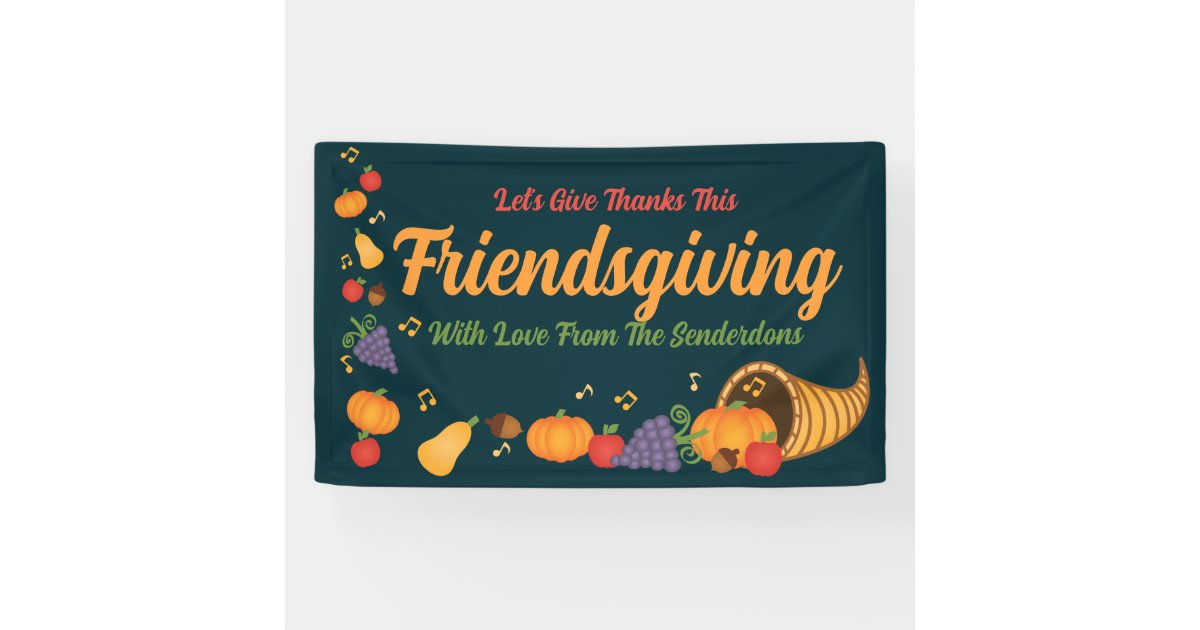 Festive Colorful Cornucopia Friendsgiving Party Banner | Zazzle