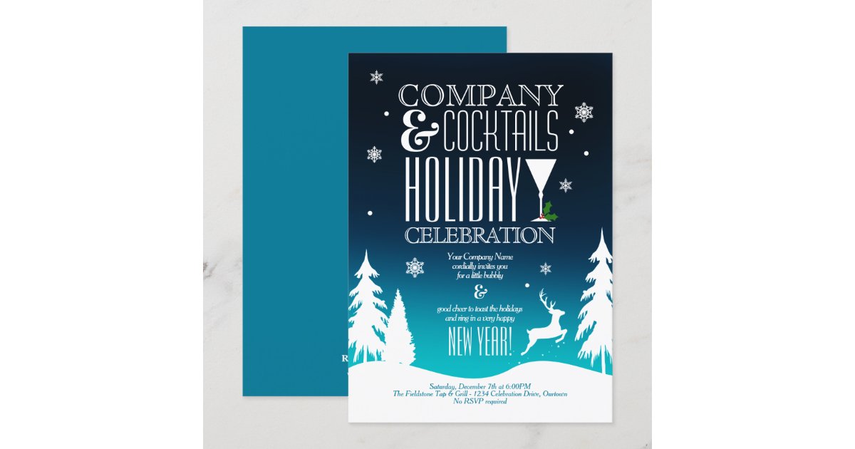 Festive Company Holiday Cocktail Party Invitation | Zazzle