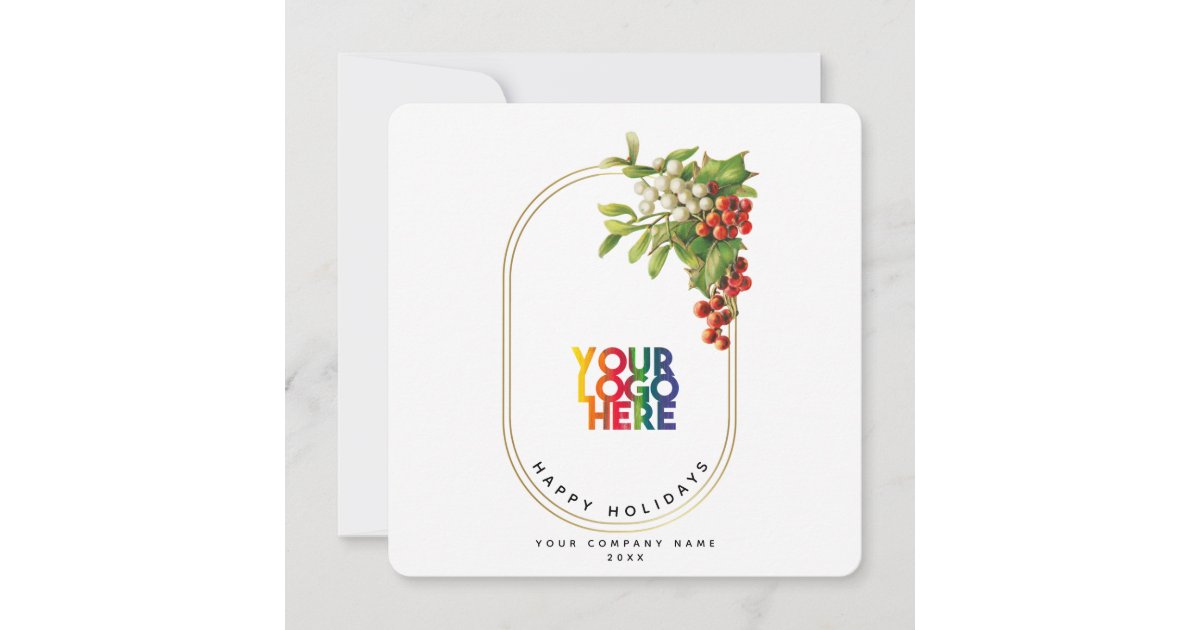 Festive Corporate Business Logo Christmas Card | Zazzle