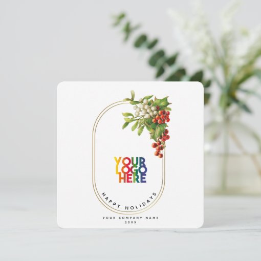 Festive Corporate Business Logo Christmas Card | Zazzle