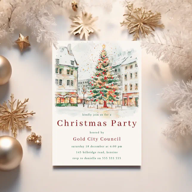 Festive Corporate Office Council Christmas Party Invitation | Zazzle