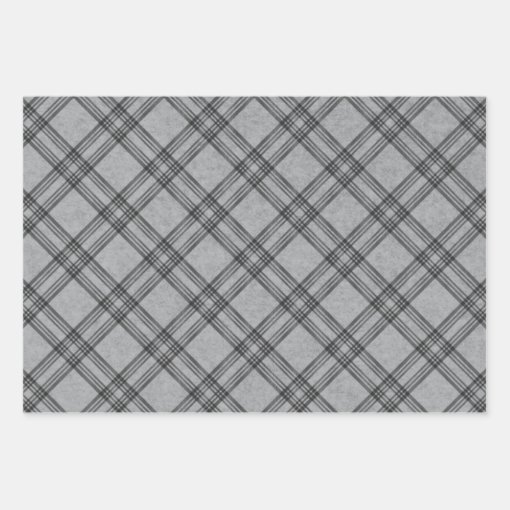 Festive flannel plaid wrapping paper - charcoal | Zazzle