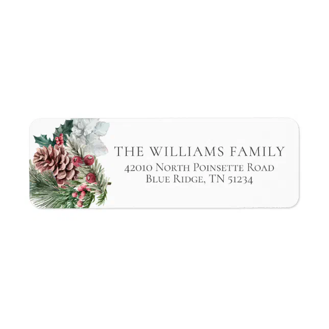 Festive Foliage Holiday Floral Return Address Label | Zazzle