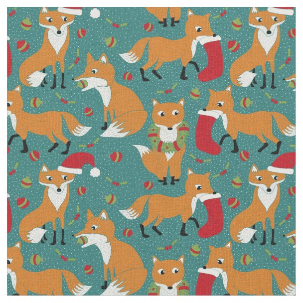 Fox Pattern Fabric | Zazzle