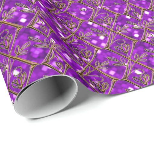 Festive Girly Purple Christmas Holiday Glitter Wrapping Paper | Zazzle