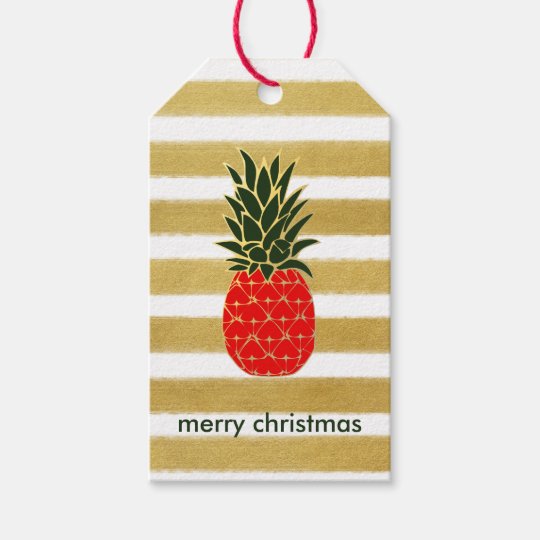 Festive Golden Christmas Pineapple Gift Tags | Zazzle.com