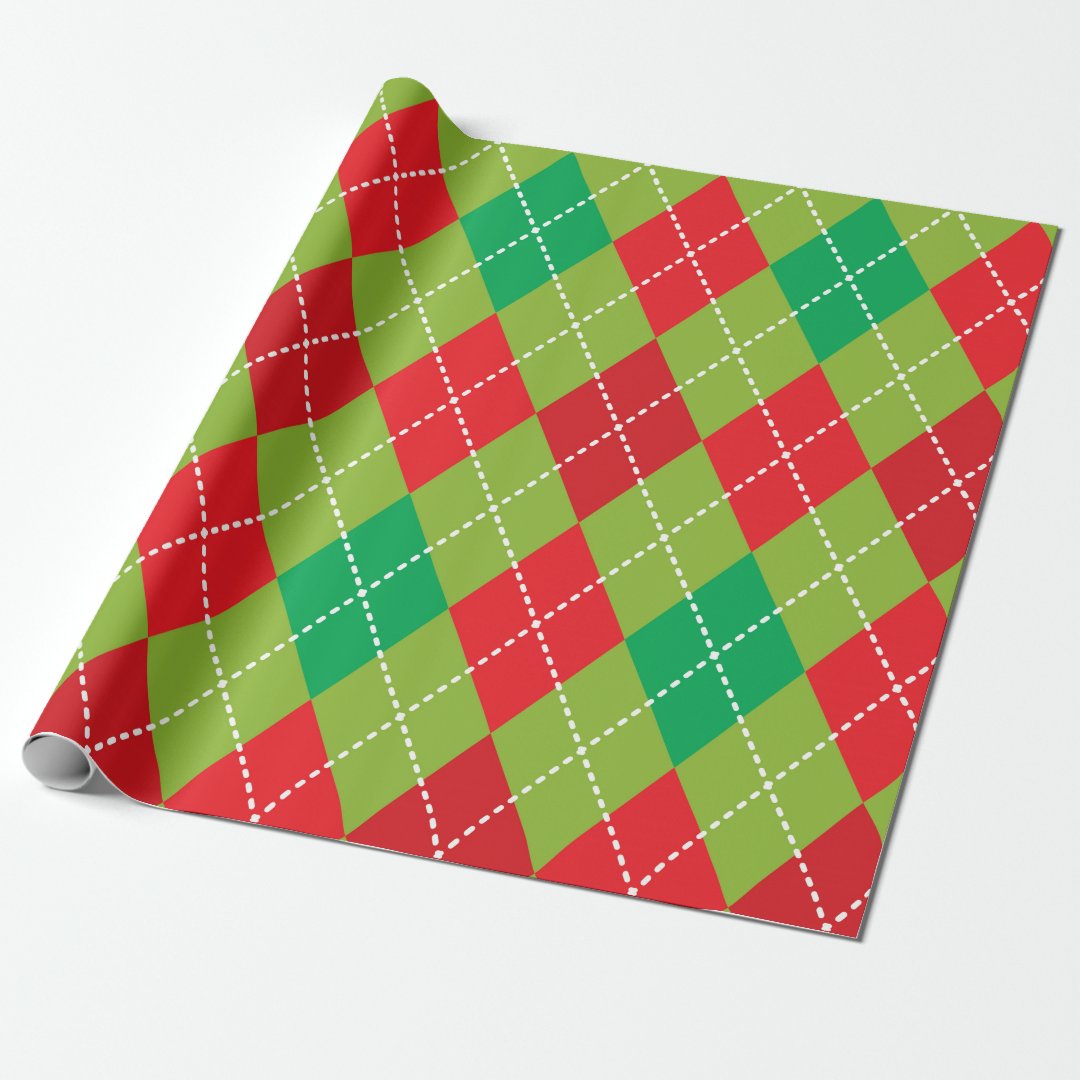 Festive Green & Red Checkered Plaid Wrapping Paper | Zazzle