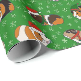 Festive Guinea Pigs Christmas Patterned Wrapping Paper | Zazzle