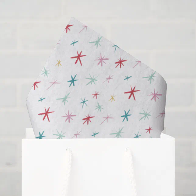 FESTIVE hand drawn star sparkle modern colorful sm Tissue Paper | Zazzle