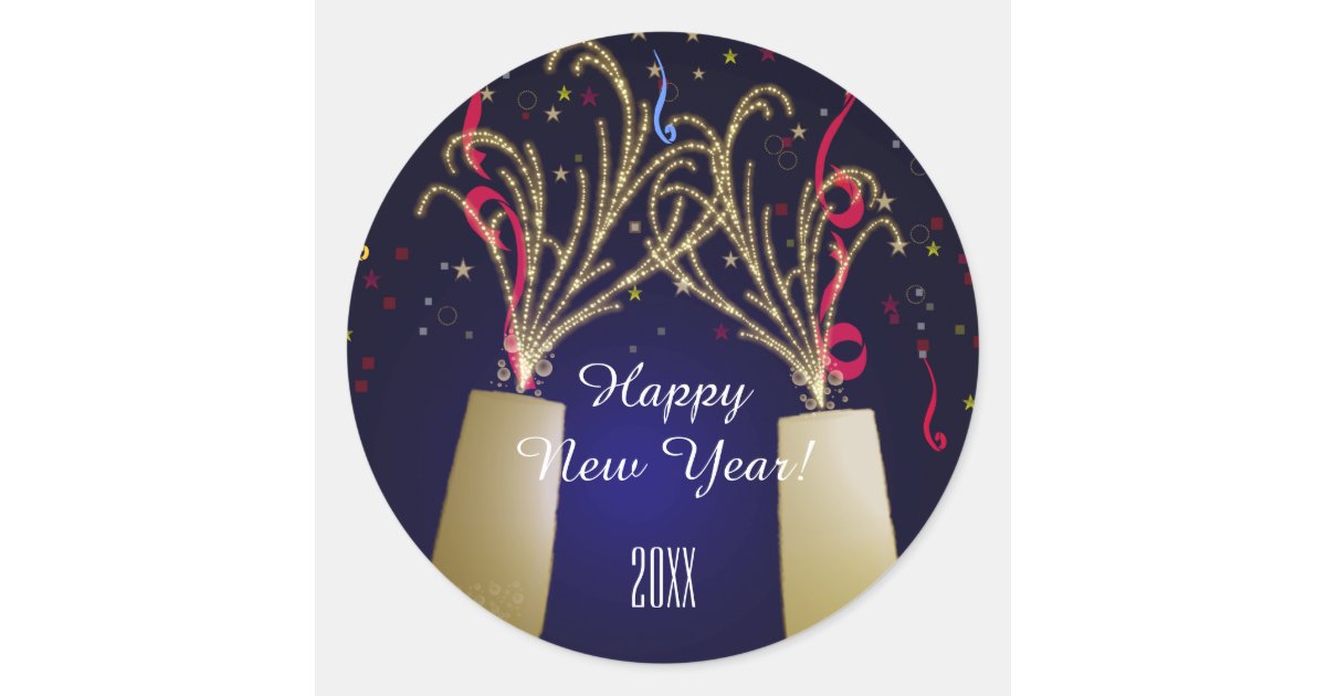 Festive Happy New Year's Sticker | Zazzle