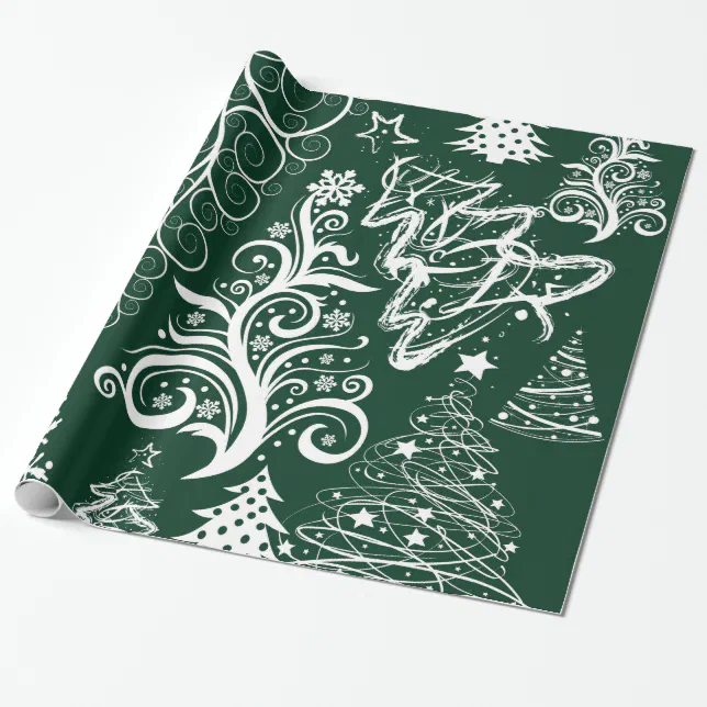 Festive Holiday Green Christmas Trees Xmas Wrapping Paper | Zazzle