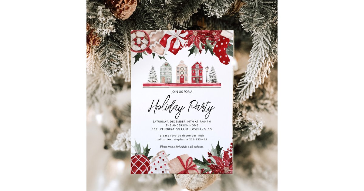 Festive Holiday Party Invitation | Zazzle