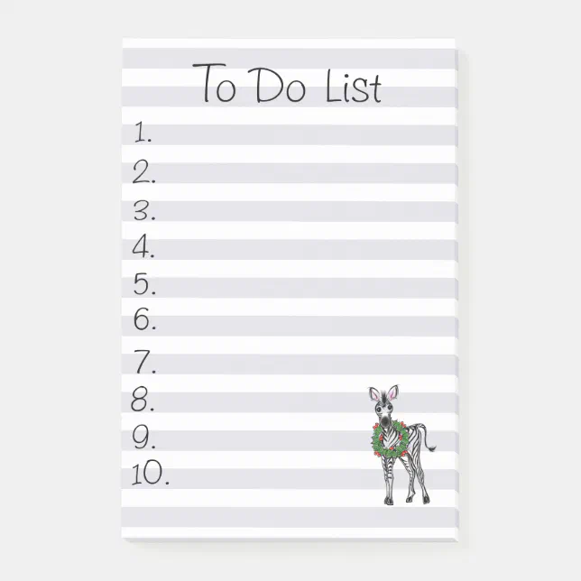 Festive Holiday Zebra Illustration, Holiday Zebra Post-it Notes | Zazzle