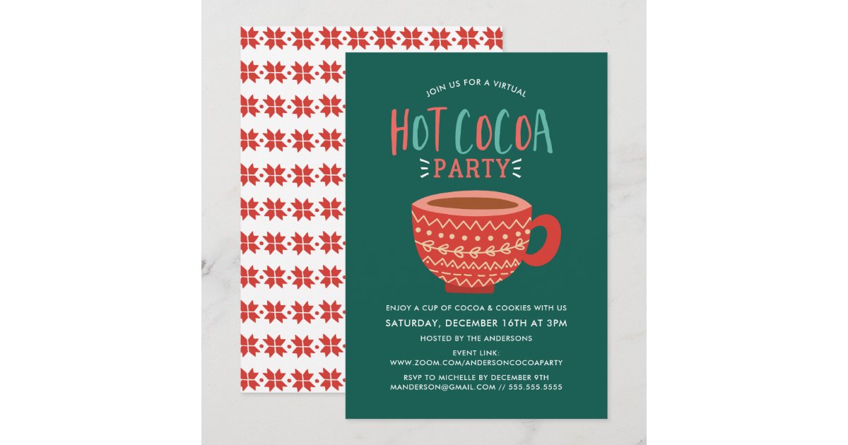 Festive Hot Cocoa Virtual Holiday Party Invitation | Zazzle