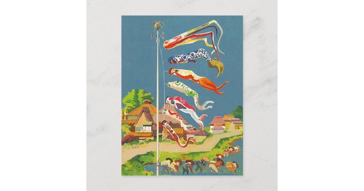 FESTIVE JAPANESE KOINOBORI WINDSOCKS ~ POSTCARD | Zazzle