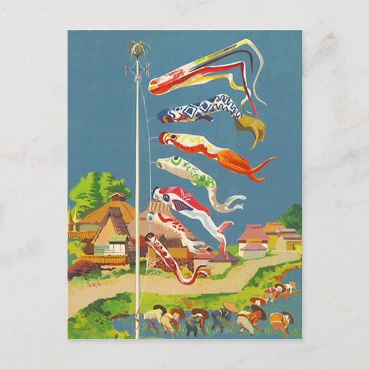 FESTIVE JAPANESE KOINOBORI WINDSOCKS ~ POSTCARD | Zazzle