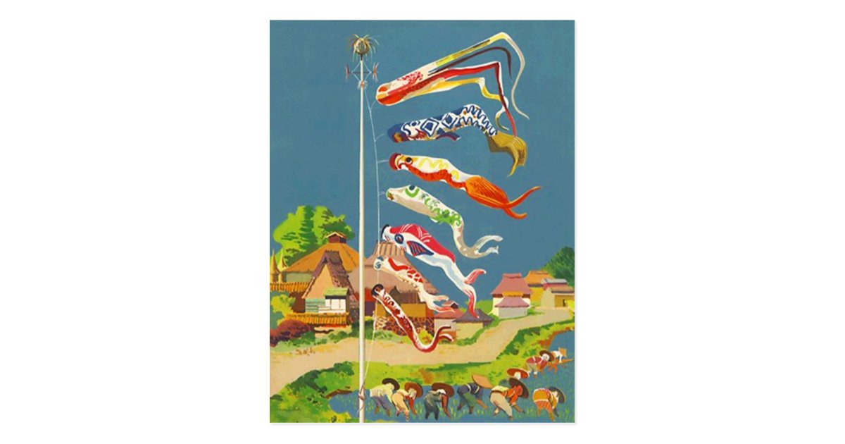 FESTIVE JAPANESE KOINOBORI WINDSOCKS ~ POSTCARD | Zazzle.com