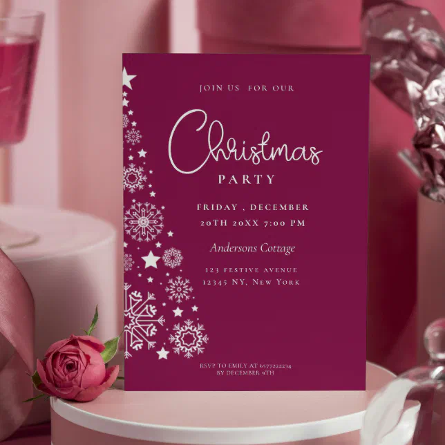 Festive Magenta Corporate Christmas Party Invitation | Zazzle