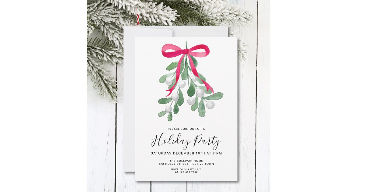 Festive Mistletoe Holiday Party Invitation | Zazzle