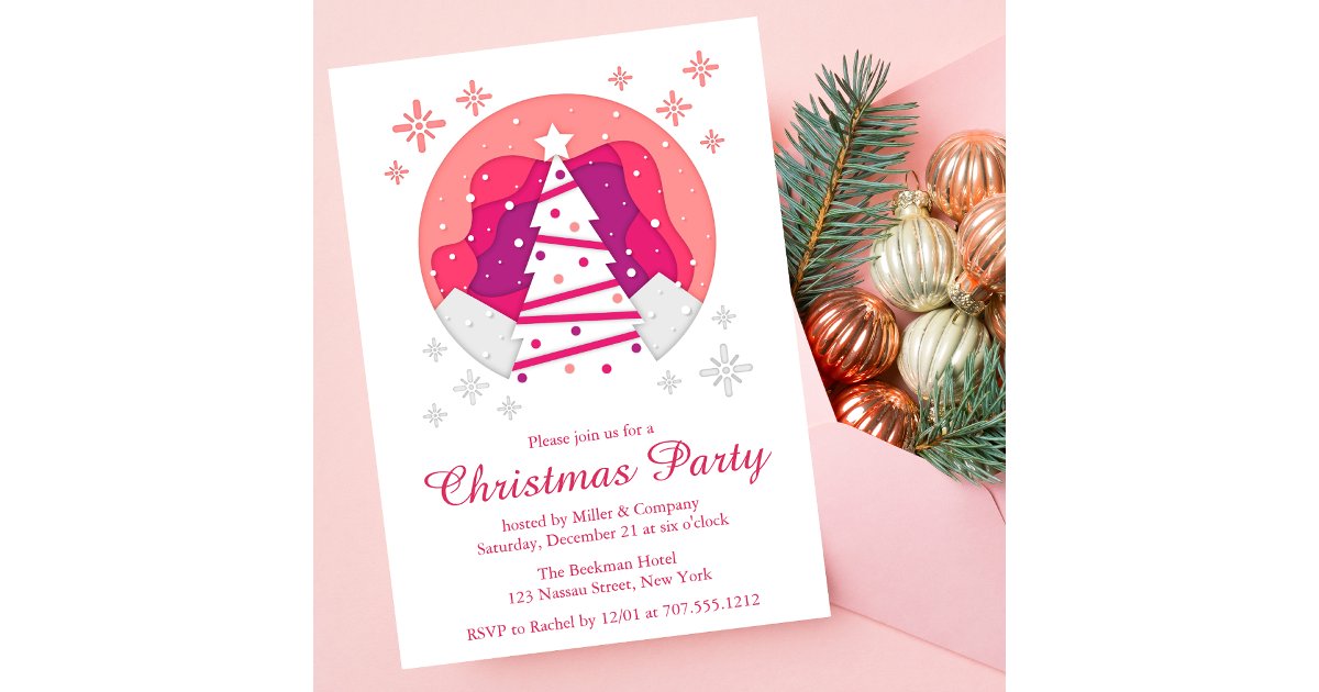 Festive Modern Christmas Tree Christmas Party Invitation | Zazzle