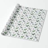 Festive Moose, Trees, and Snow Christmas Pattern Wrapping Paper | Zazzle