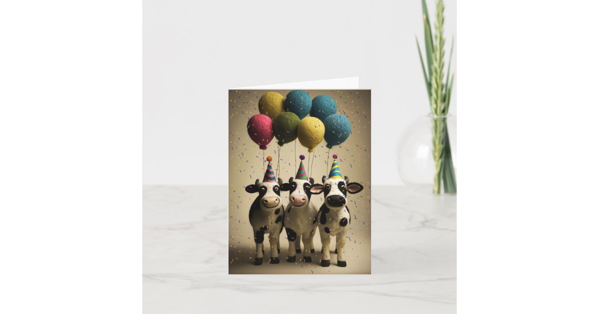 Festive Party Cows Birthday Card | Zazzle
