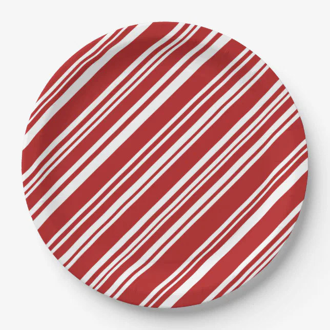 Festive Peppermint Stripe Pattern Paper Plates | Zazzle