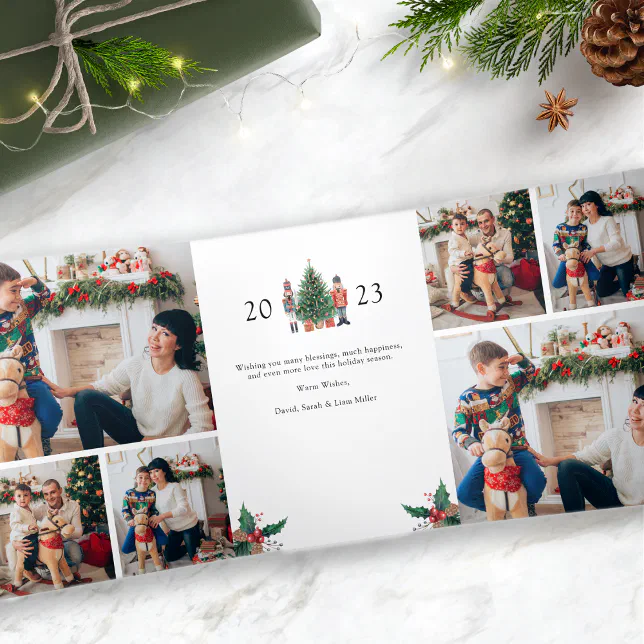 Festive Photo Trifold Holiday Card | Zazzle