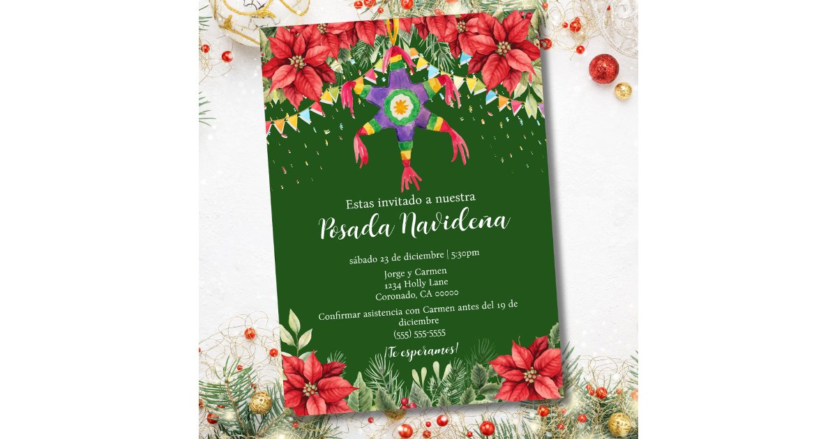 Festive Piñata Posada Mexicana Christmas Party Invitation | Zazzle