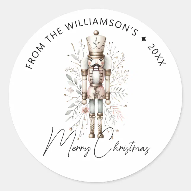 Festive Pink Gold Nutcracker Christmas Sticker | Zazzle