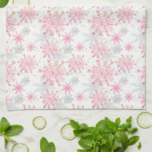 Festive Pink Gray snowflake tiled pattern Kitchen Towel | Zazzle