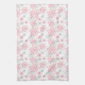 Festive Pink Gray snowflake tiled pattern Kitchen Towel | Zazzle