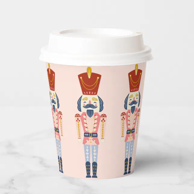 Festive Pink Holiday Nutcracker Paper cup | Zazzle