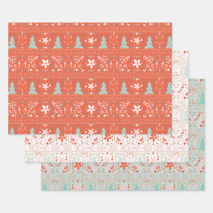 Festive Pretty Christmas Wrapping Paper Sheets | Zazzle.com
