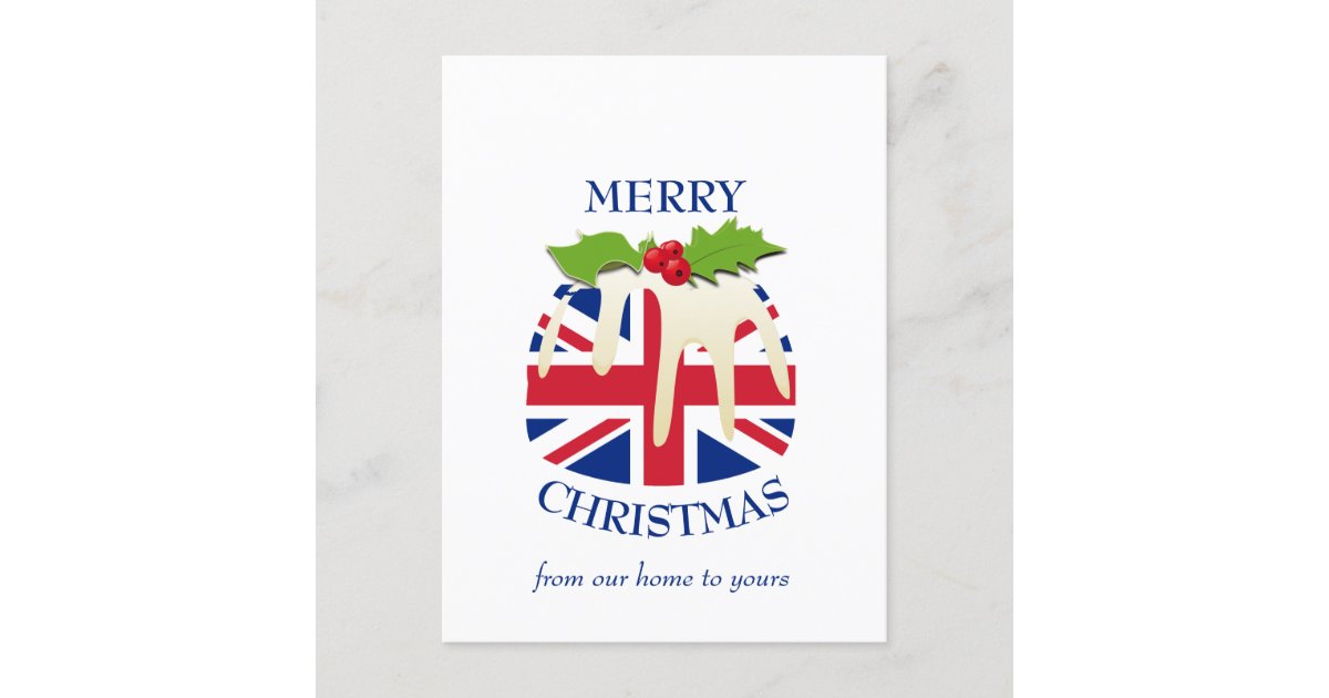 Festive Pudding BRITISH UNION JACK Christmas Postcard | Zazzle
