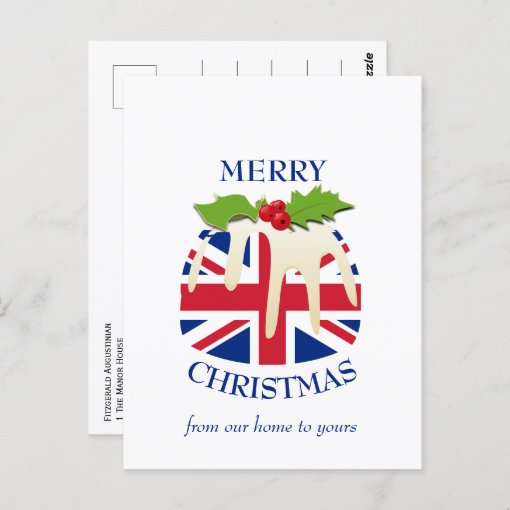 Festive Pudding BRITISH UNION JACK Christmas Postcard | Zazzle