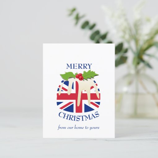 Festive Pudding BRITISH UNION JACK Christmas Postcard | Zazzle