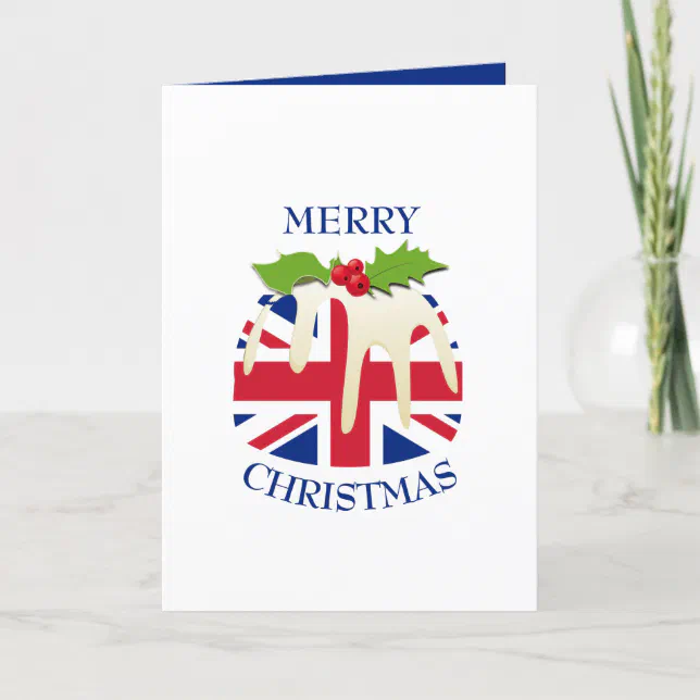 Festive Pudding with | UNION JACK | Christmas Holiday Card | Zazzle