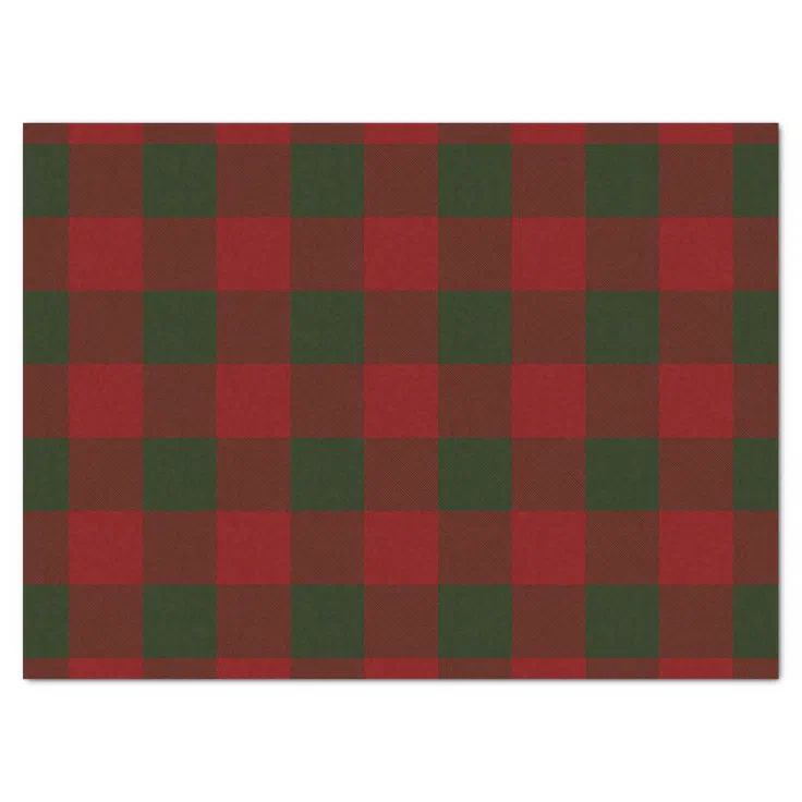 Festive red and green plaid Christmas wrapping Tissue Paper | Zazzle