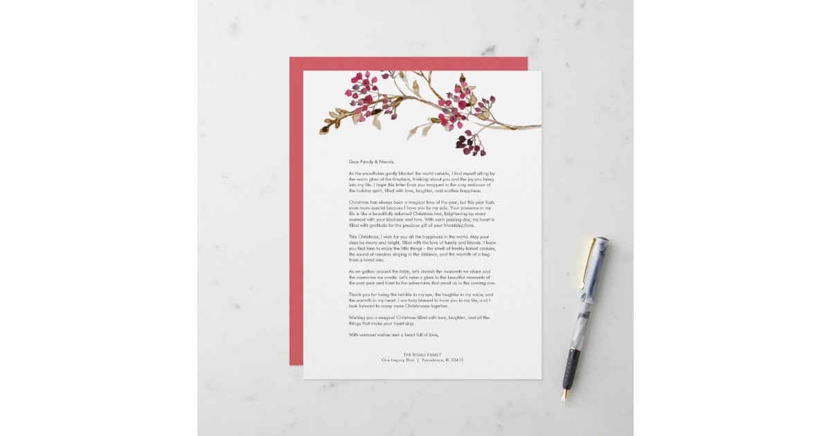 Festive Red Christmas Letter Template Letterhead | Zazzle