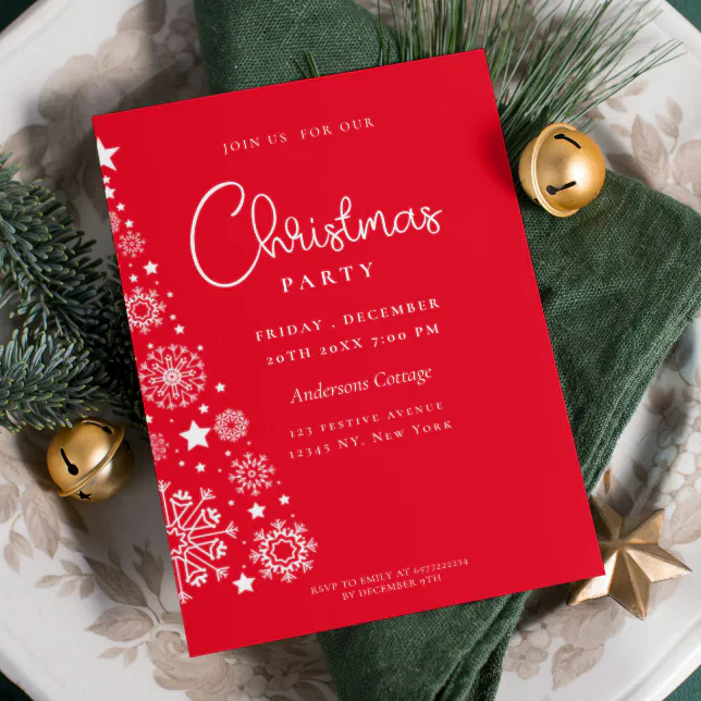 Festive Red Corporate christmas party Invitation | Zazzle